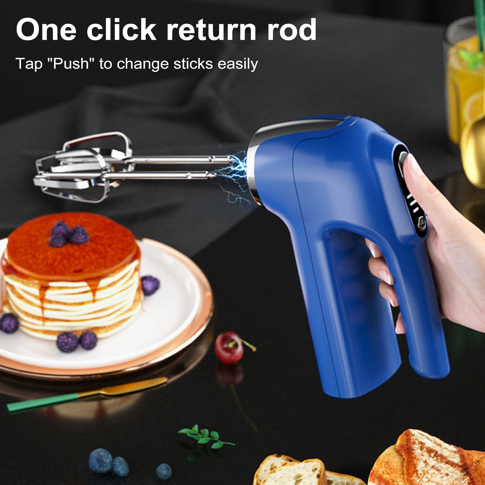 Primegos Cordless Electric Whisk 3 Speeds USB Rechargeable Egg Beater ...