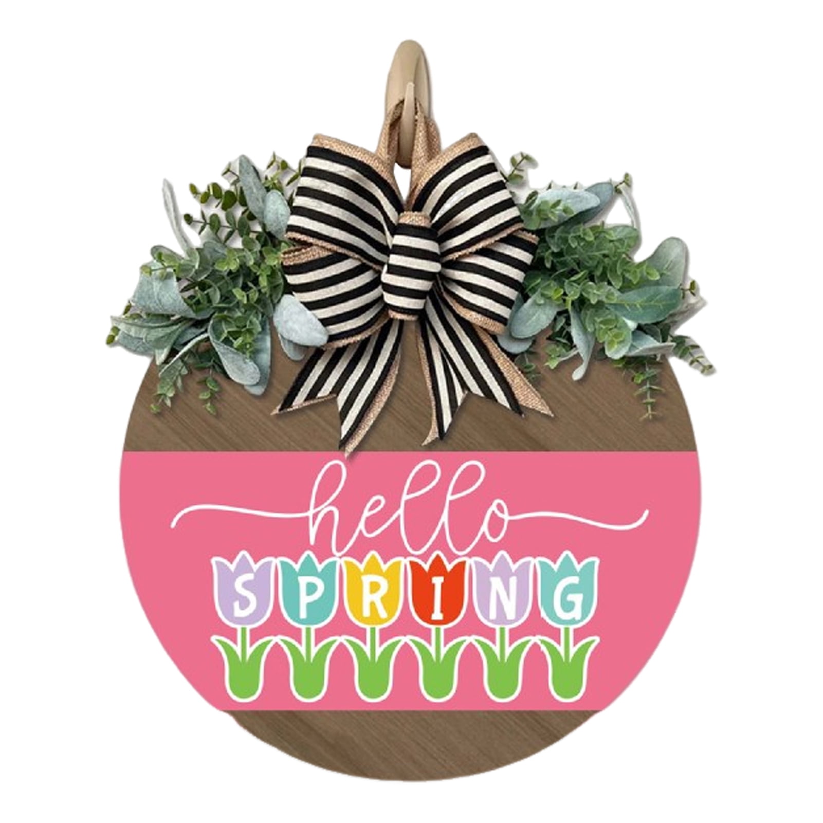 Primegos Hello Spring Door Sign Wooden Spring Decoration Wreath Sign ...