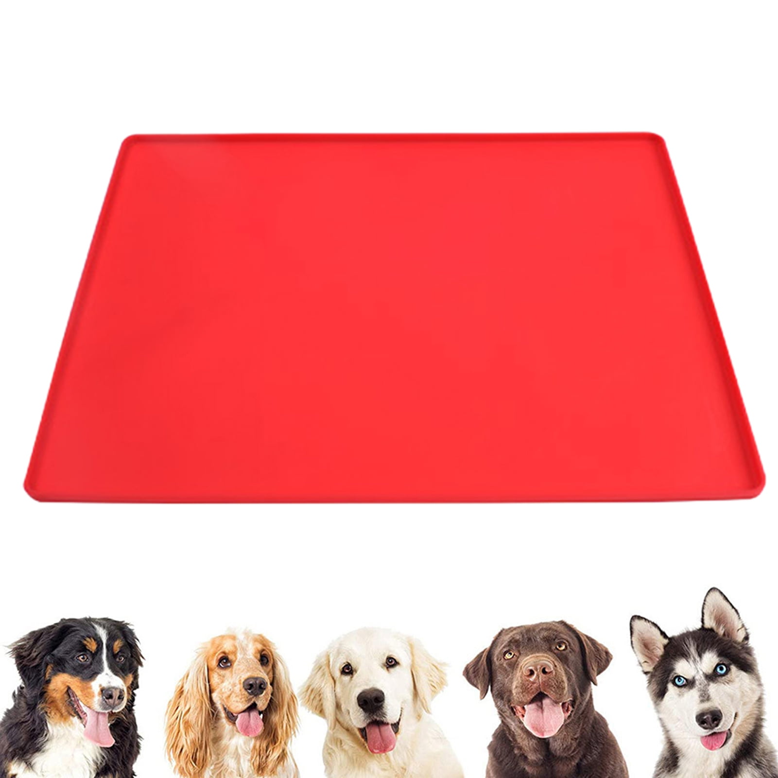 Primegos Pet Food Mat Large Silicone Pet Bowl Pad with Raised Edges Pet ...