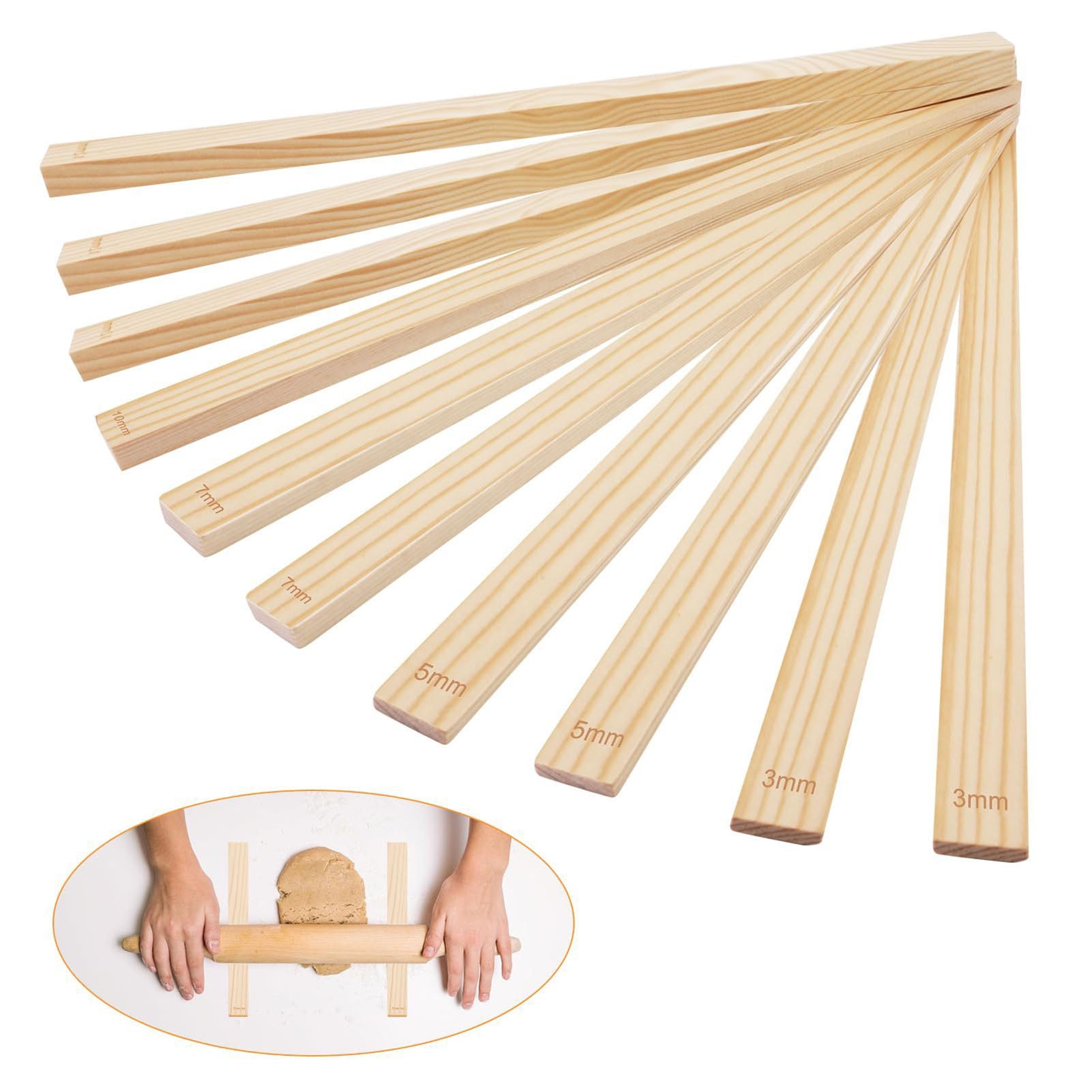 Primegos Pottery Rolling Pin Guide Wooden Guides for Polymer Clay ...