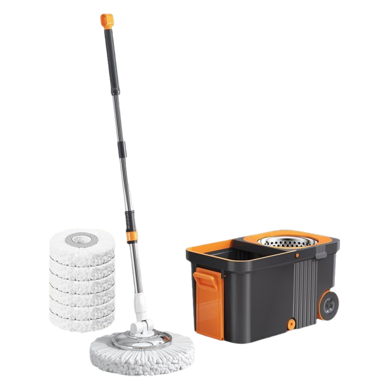 Primegos Spin Mop Set with 6 Reusable Mop Heads Microfiber Mop Heads ...