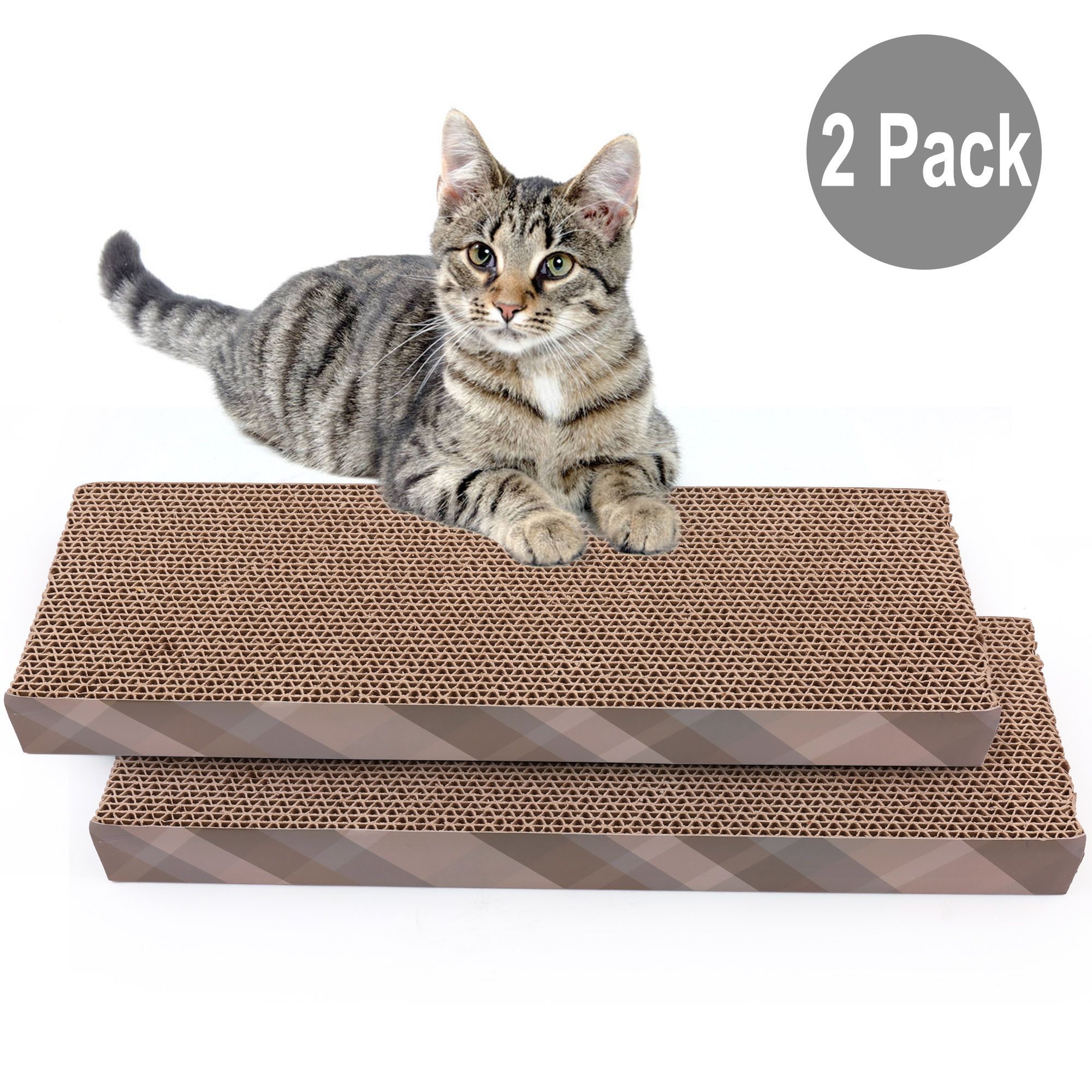 Primepets 2 Small Cat Scratcher Cardboard with Catnip, 15.8x4.8 in ...