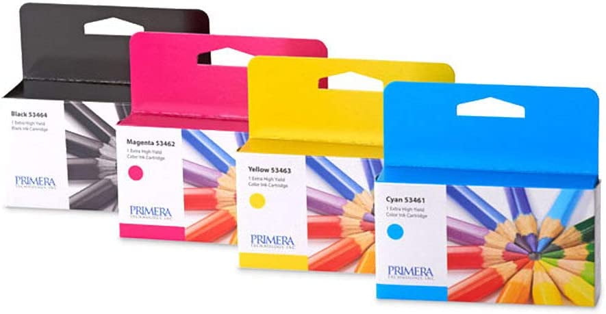 Primera 53465 High Yield Cyan Magenta Yellow Ink Cartridge 4-Pack for ...