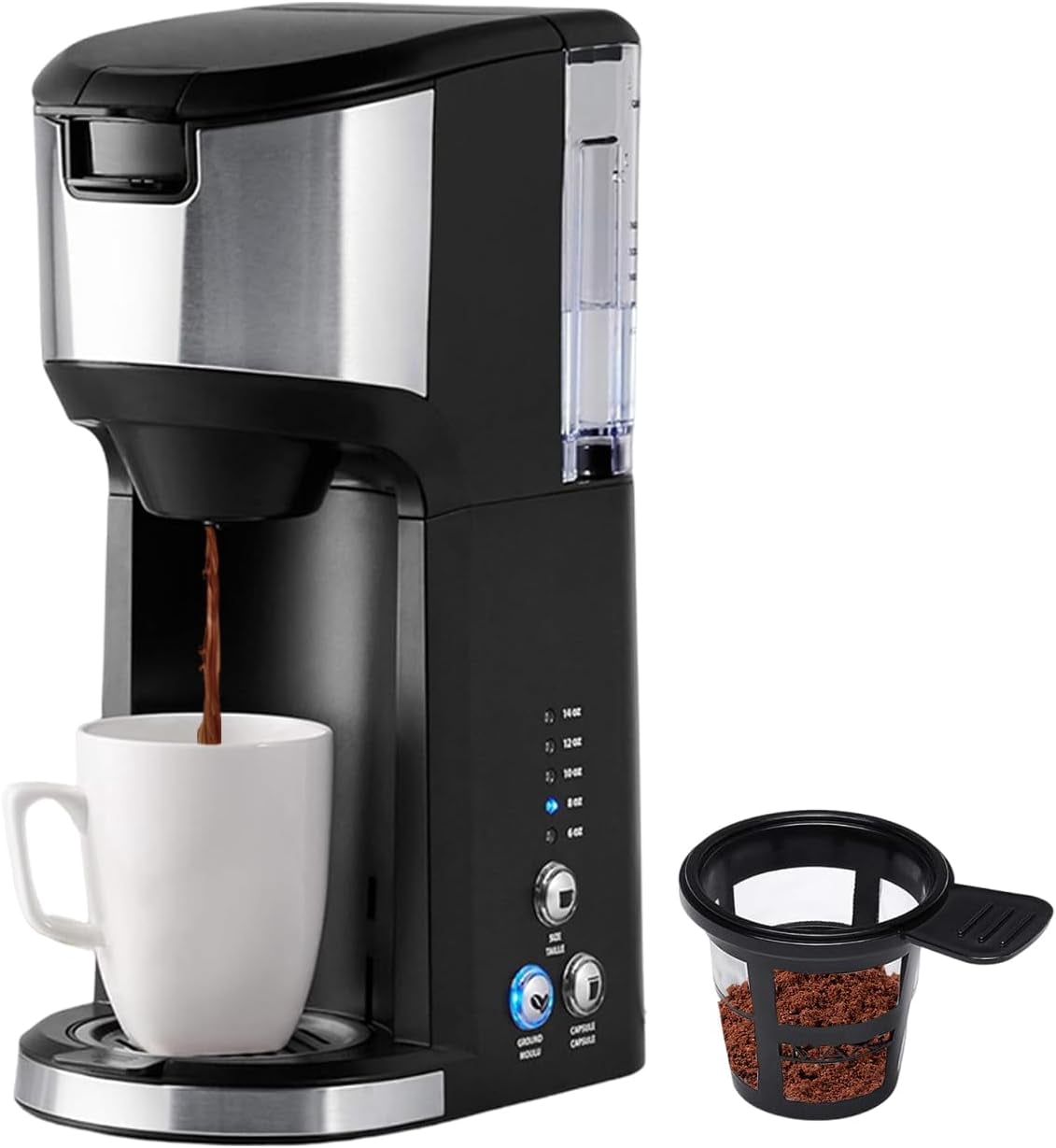 Primero Basics Single Serve Coffee Maker, K Cup and Ground Coffee ...