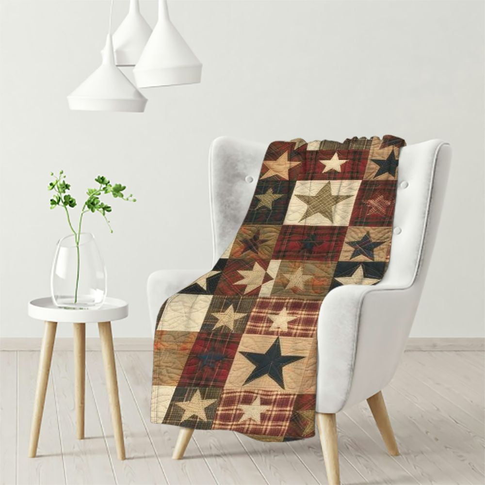 Primitive Classic Country Pillows & Throws - Abilene Star Red Quilted ...