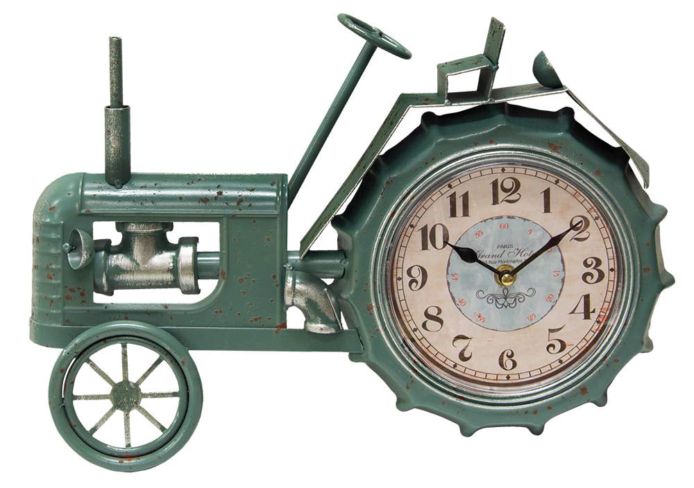 Primitive Collections Farmhouse tractor metal clock Hang or sit desktop ...
