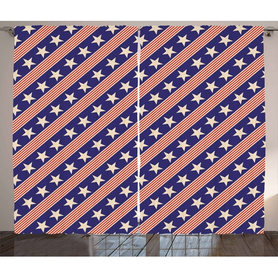 Ambesonne Prehistoric Country Curtains 2 Panel Set, Patriot Star, 108 ...