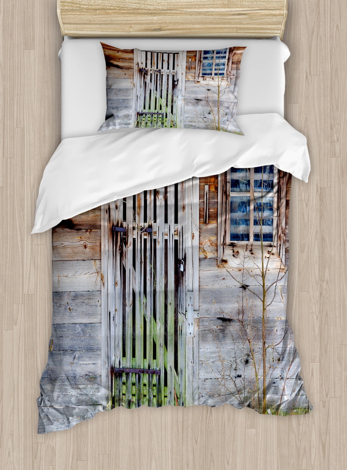 Primitive Country Duvet Cover Set Twin Size, Retro Neglected Old ...