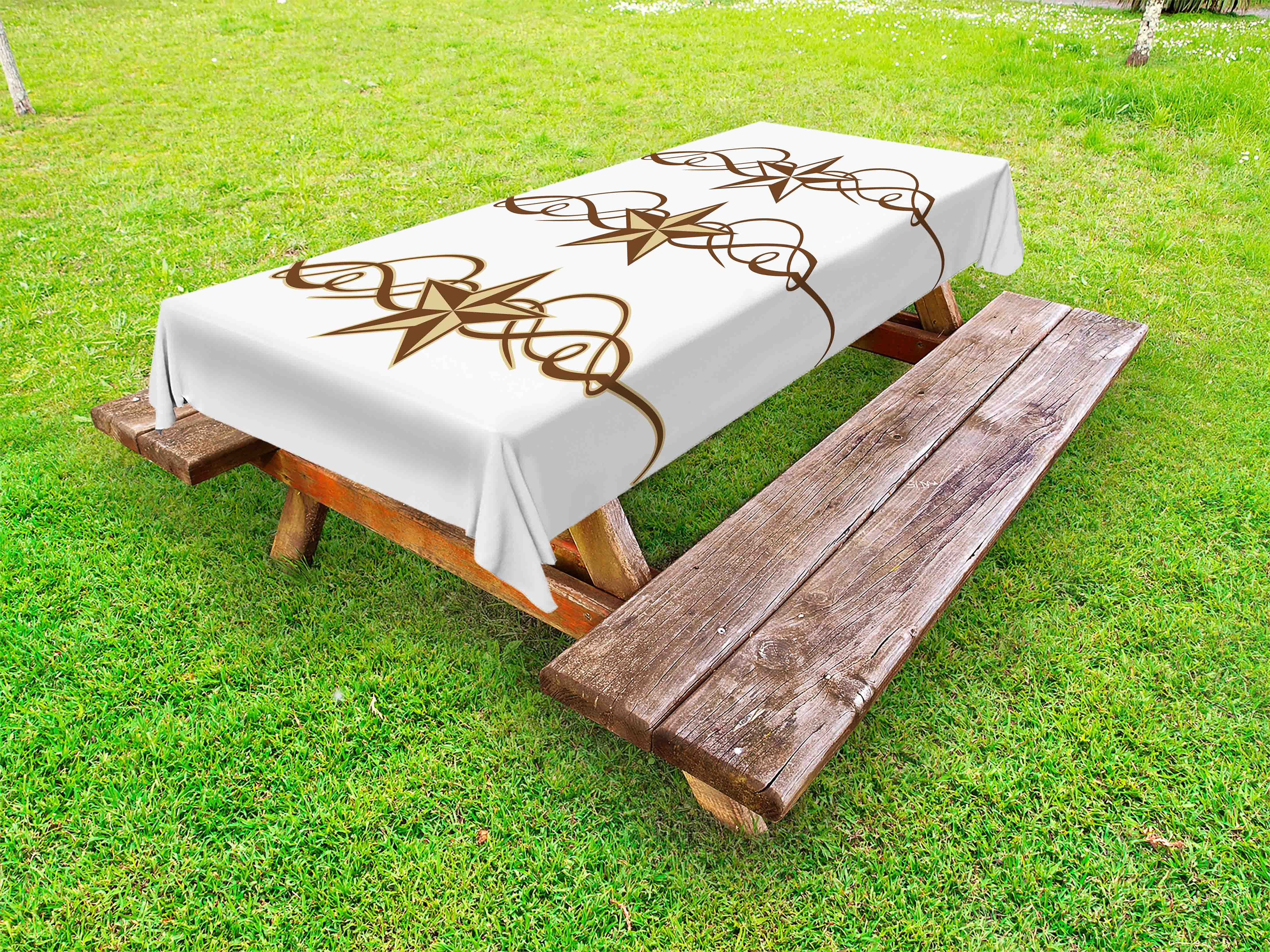 Primitive Country Outdoor Tablecloth, Western Stars Scroll Design ...