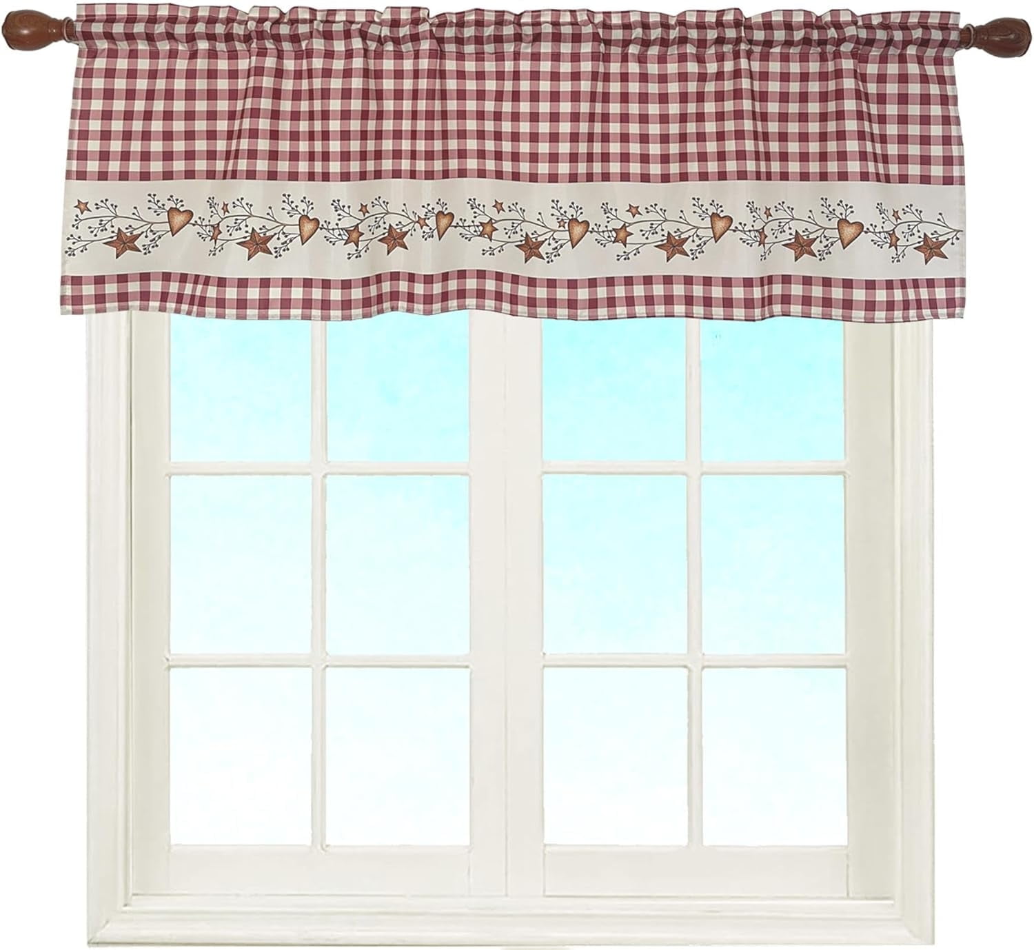 Primitive Country Star and Heart Buffalo Check Rustic Red and Tan ...