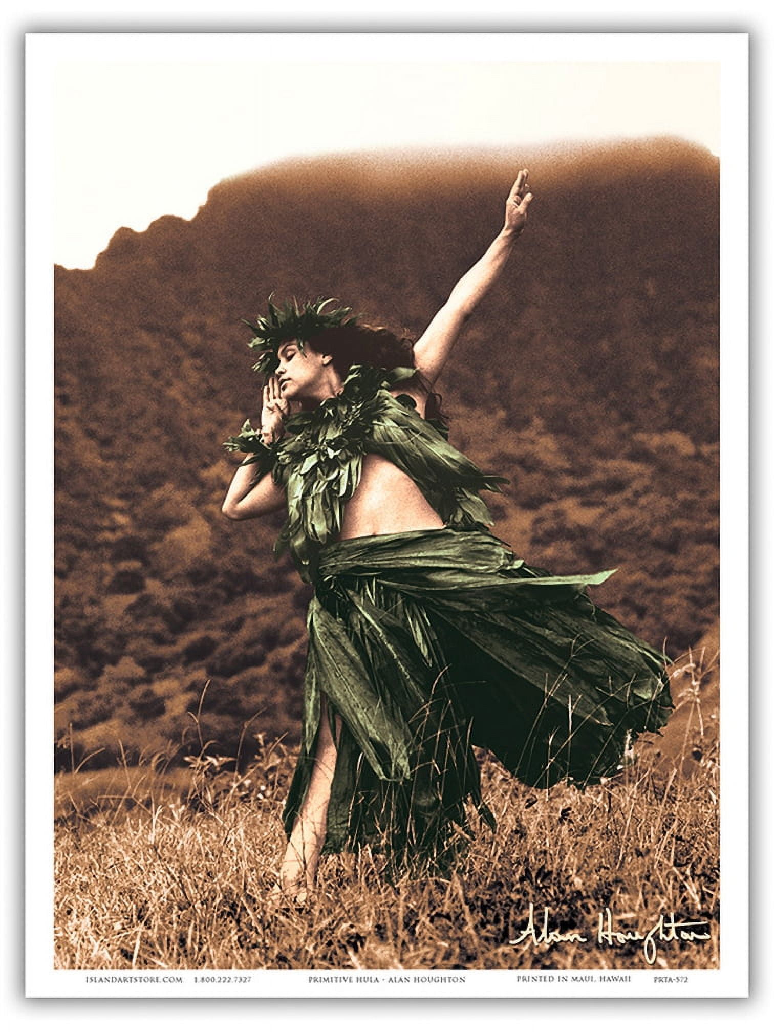 Primitive Hula - Hawaiian Hula Dancer - From an Original Hand Colored ...