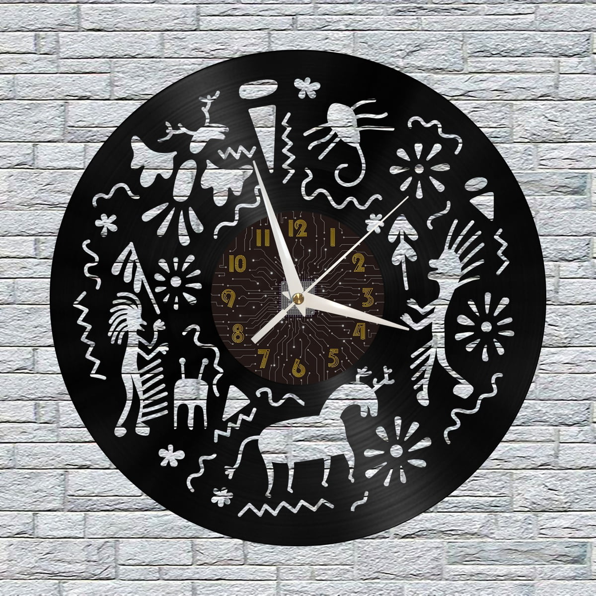 Primitive Man Mural Decoration Vinyl Wall Clock, Vinyl Record Clock ...