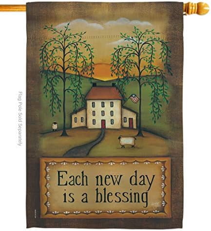 Primitive Each New Day House Flag Country Living Farm Western Barn ...