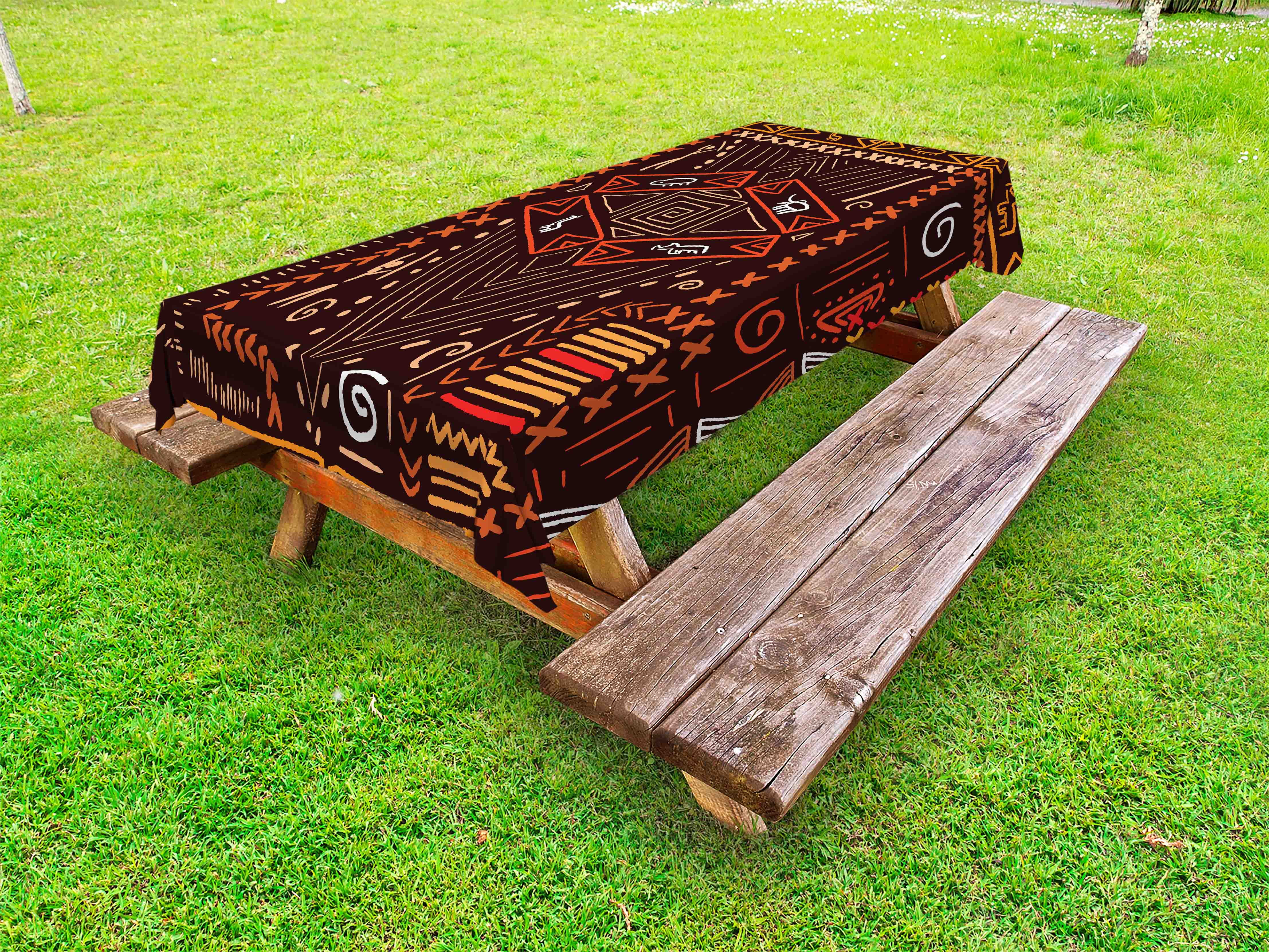 Primitive Outdoor Tablecloth, Aboriginal Style Patterns Tribal Motifs ...