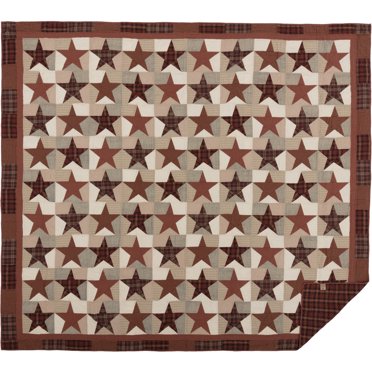 Primitive Quilt Farmhouse Star Patchwork Black Tan Cotton Bedroom Decor ...