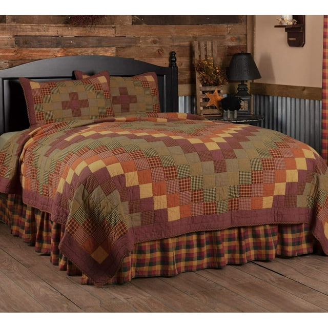 Primitive Quilt Set Heritage Farms Patchwork Cotton Bedroom Decor TCC ...