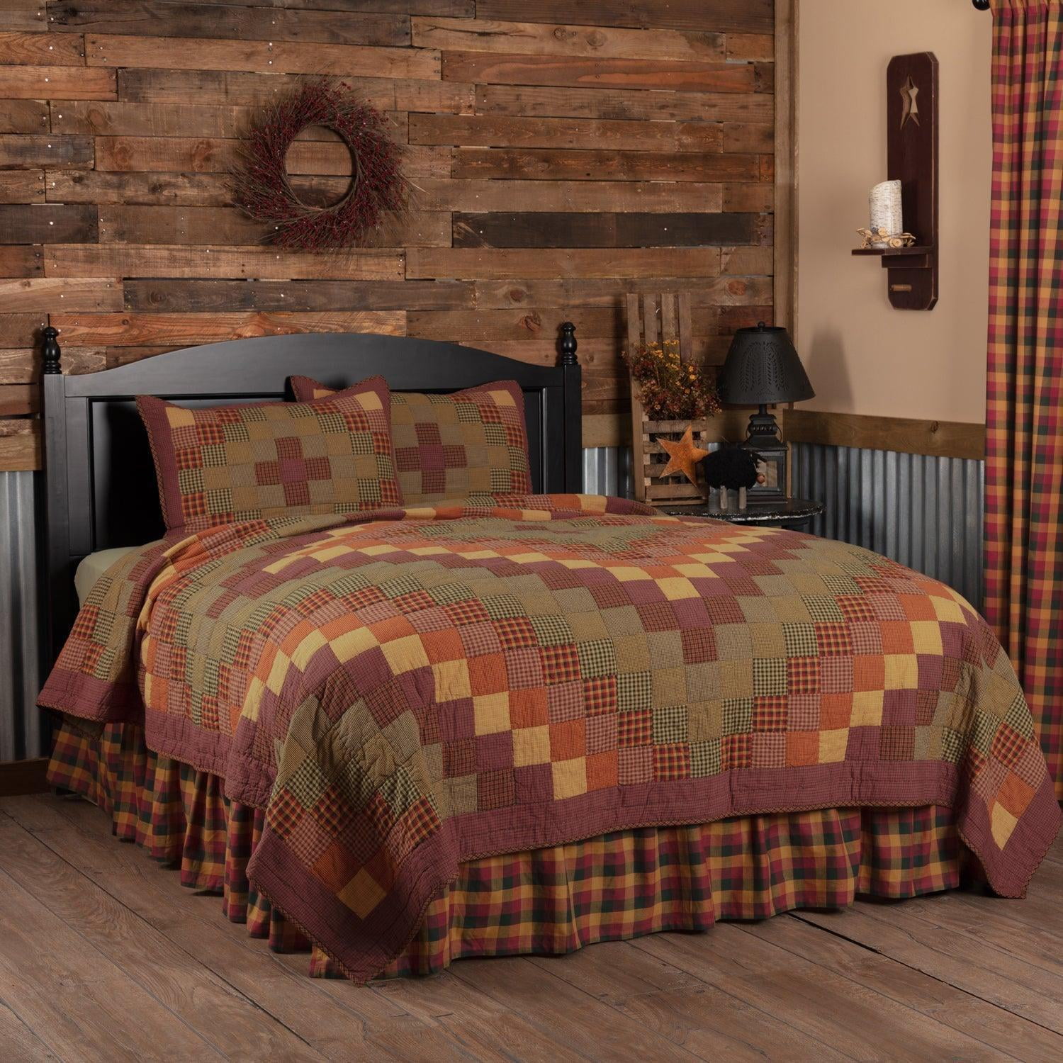 Primitive Quilt Set Heritage Farms Patchwork Cotton Bedroom Decor TCC ...