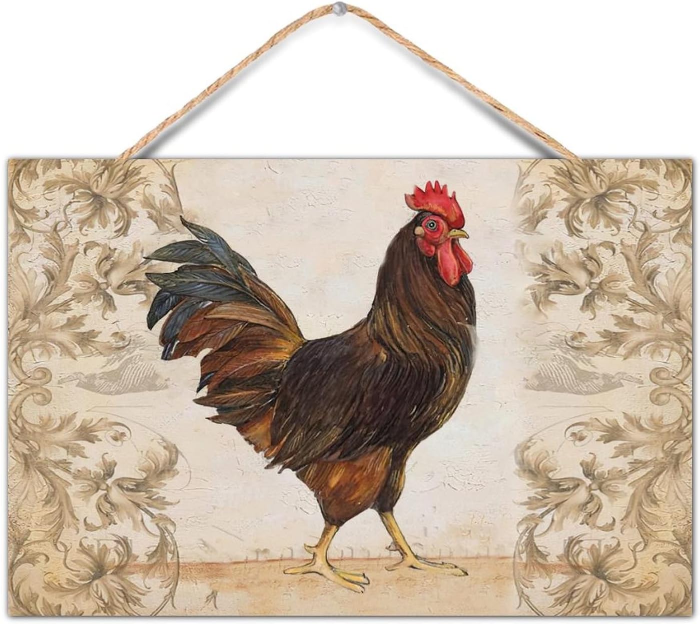 Primitive Rooster Sign, Kitchen Wall Art, Folk Art Style Signs Garden ...