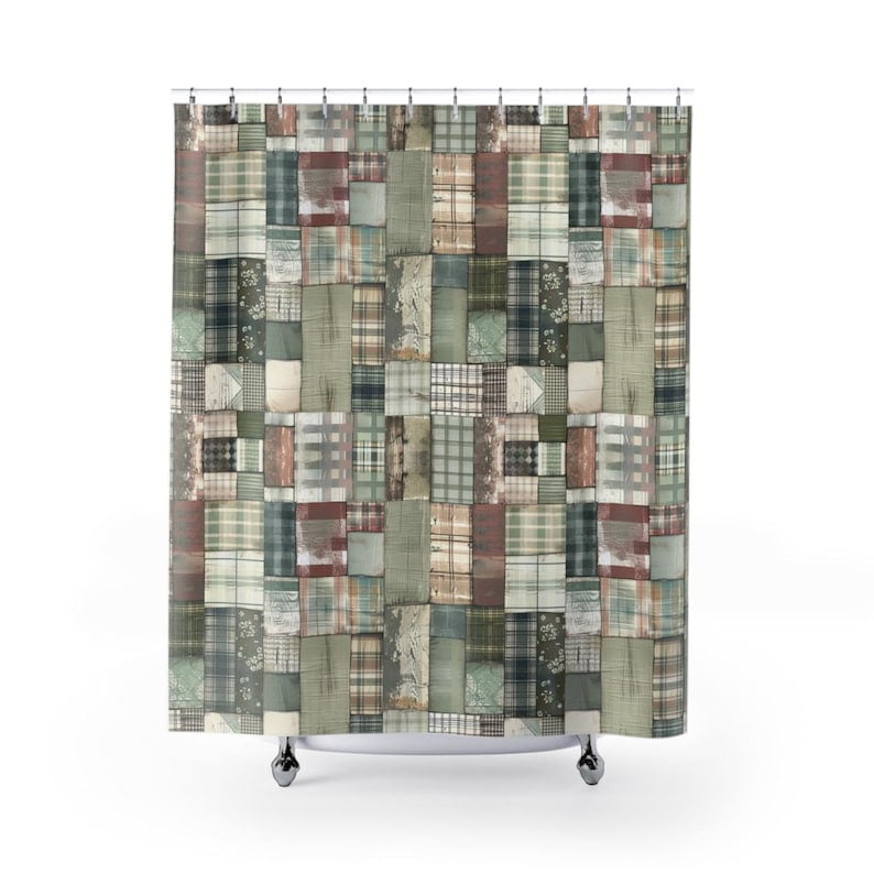 Primitive Shower Curtain Rustic Gift, Primitive Rag Decor Curtain and ...