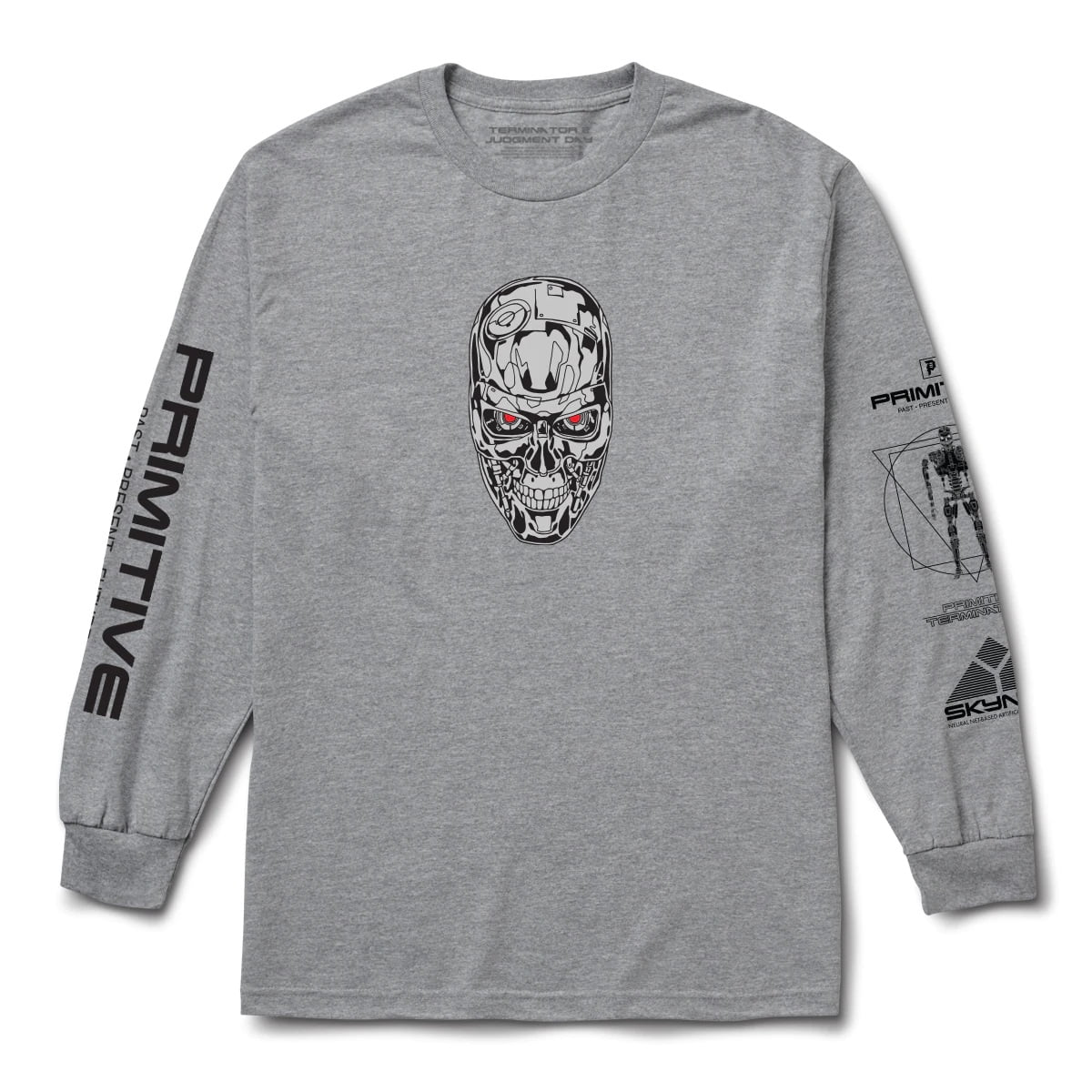 Primitive Skynet Terminator 2 Men's Long Sleeve T-Shirt Gray (XL ...