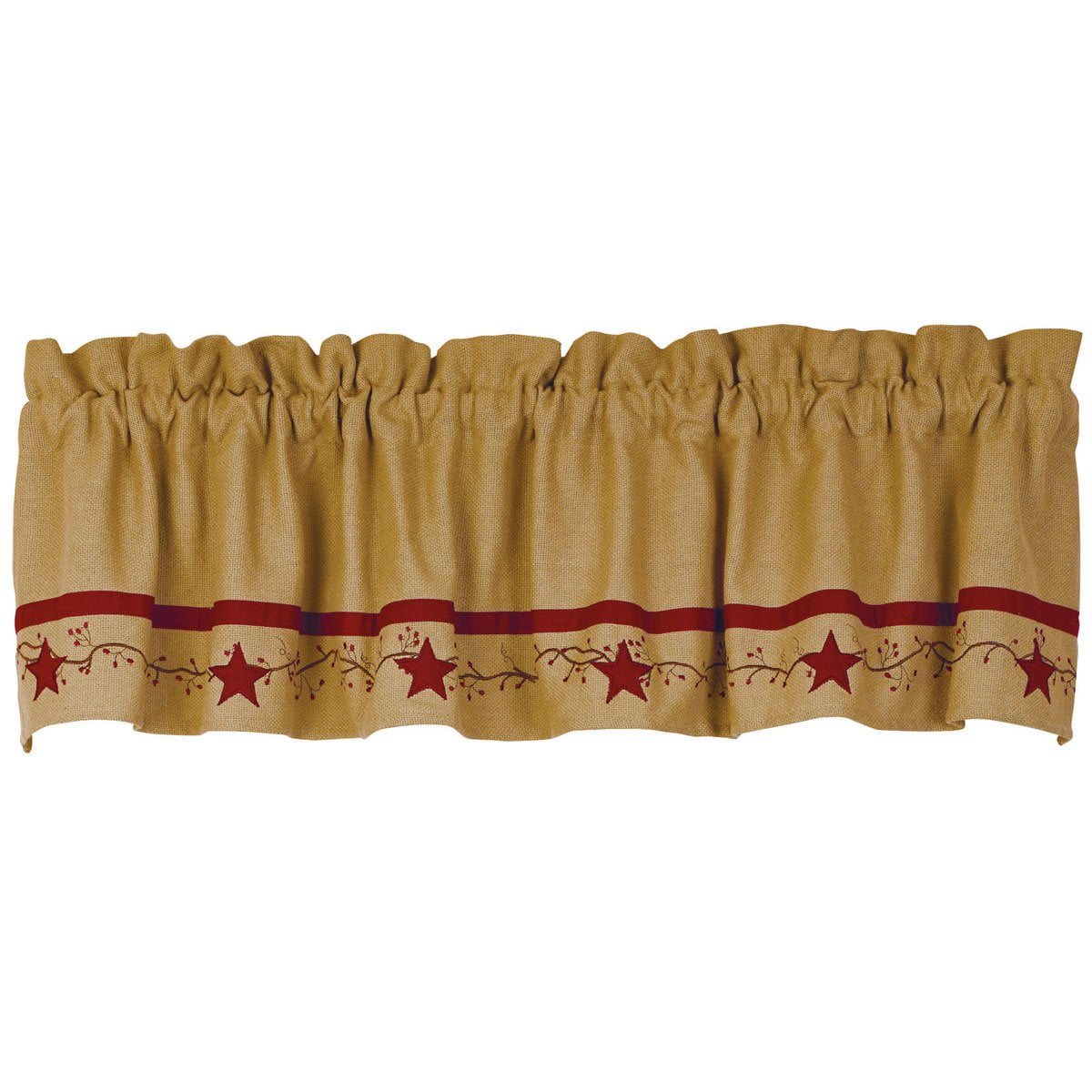 Primitive Star Vine Cotton Burlap Country Valance - Walmart.com