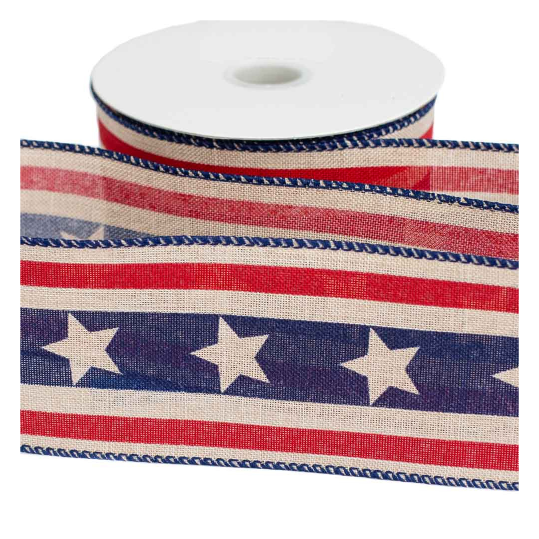 Primitive Stars and Stripes Wire-Edged Ribbon - For Patriotic, Rustic ...