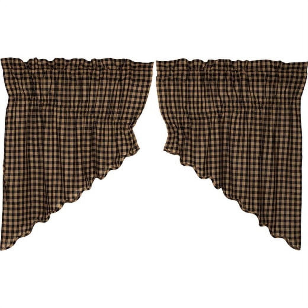 VHC Brands Black Check Scalloped Prairie Swag Set, Valances Tier Cafe ...