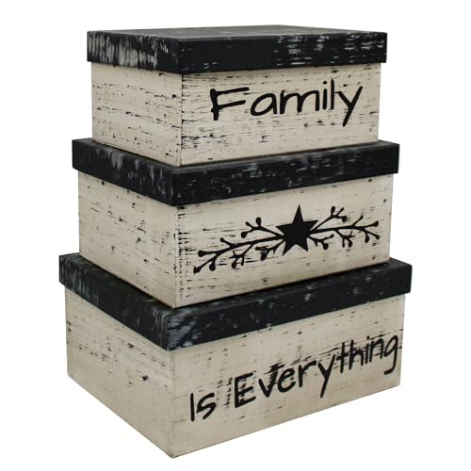 Primitive Vintage Rectangular “Family is Everything” Cardboard Nesting ...