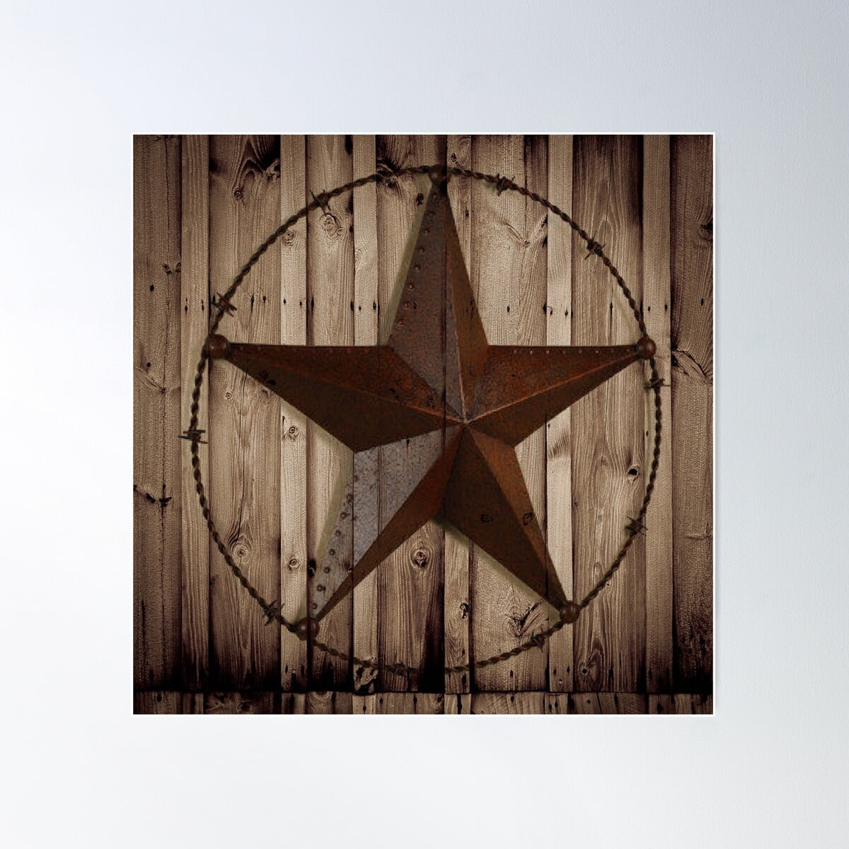 Primitive Western Country Barn Wood Grunge Star Poster Wall Art, Modern ...