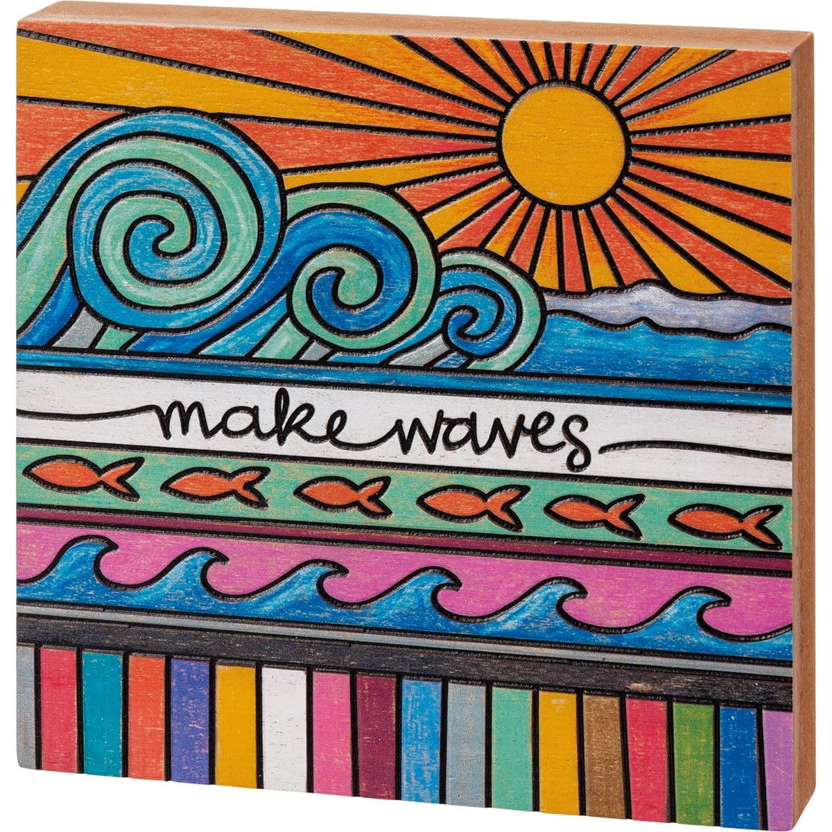 Primitives By Kathy 112820 Make Waves Block Sign, 6-inch Square ...