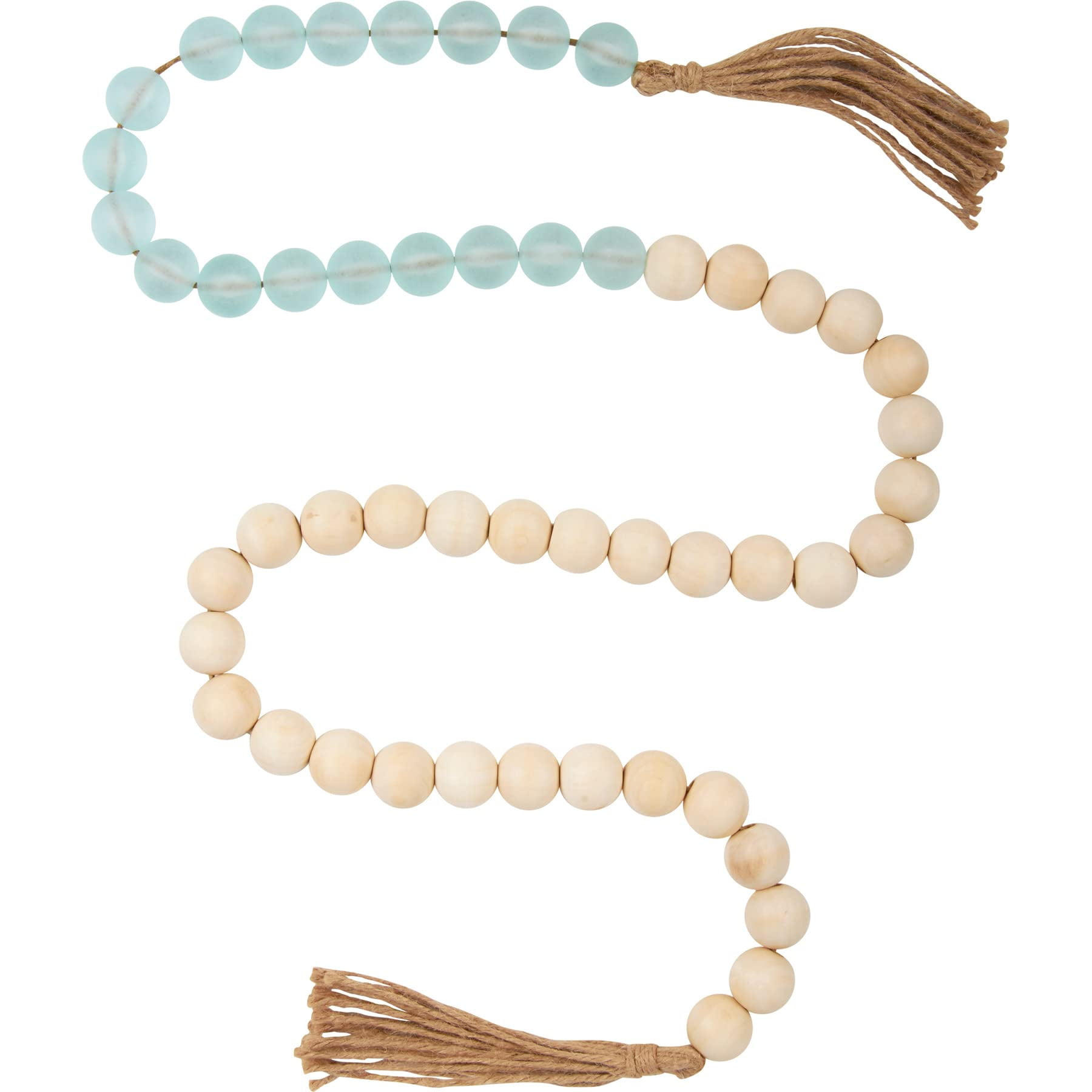 Primitives By Kathy, Garland, Wood and Sea Glass, 58 Inches Long ...