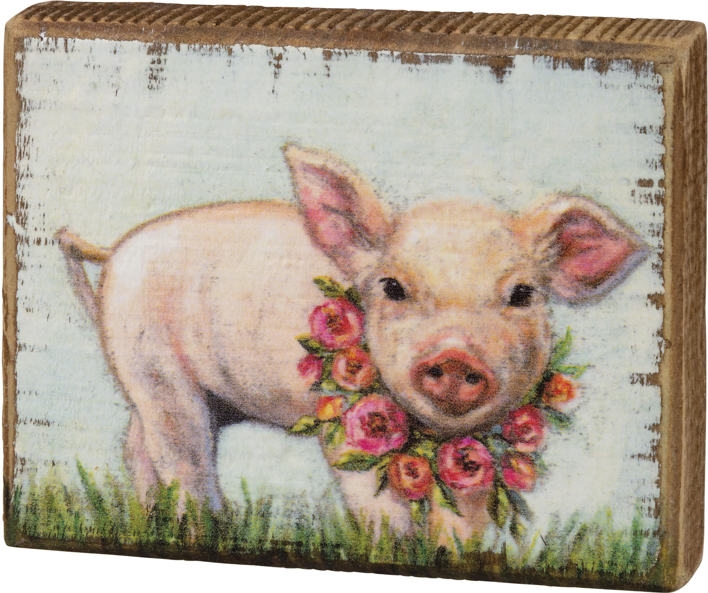 Primitives by Kathy 109174 Wooden Box Sign (Piglet Wreath) - Walmart.com
