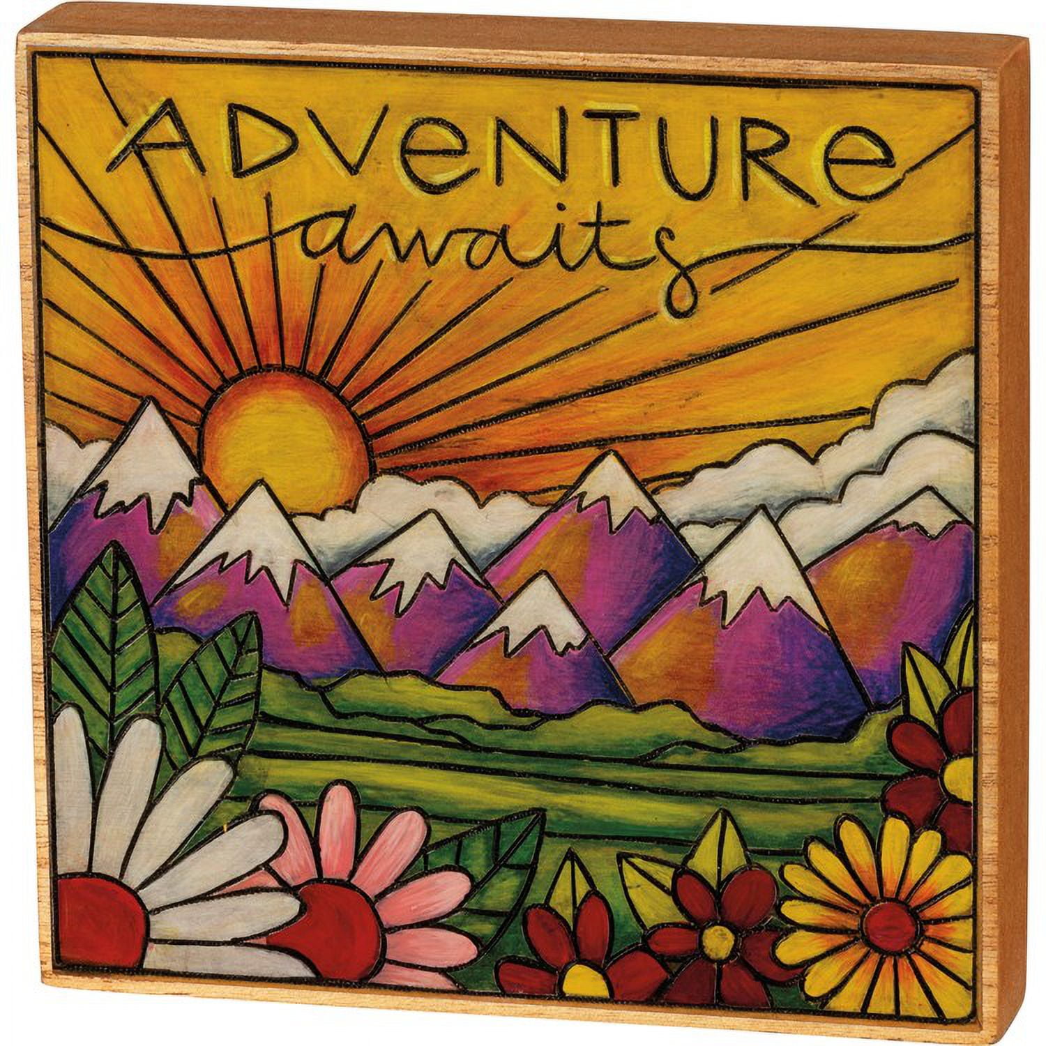 Primitives by Kathy Adventure Awaits Wooden Block Sign - Walmart.com