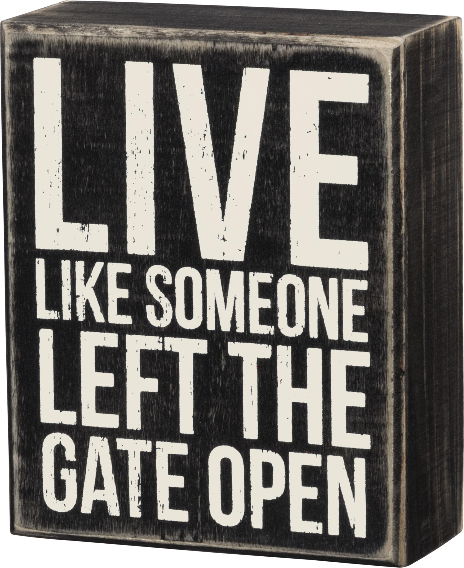 Primitives by Kathy Box Sign, 5-Inch by 4-Inch, Gate Open - Walmart.com