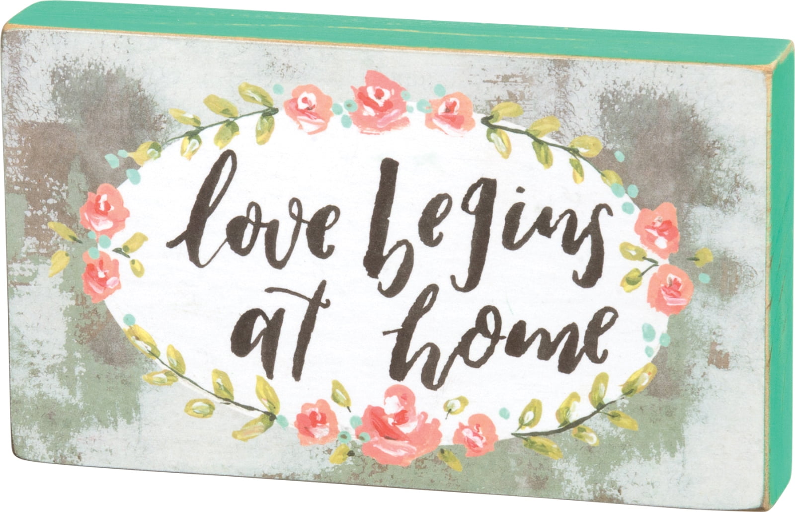 Primitives by Kathy Love Begins At Home Wood Block Sign 6 Inches ...