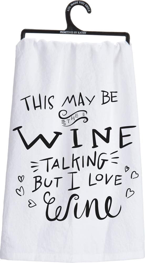 Primitives by Kathy Dish Towel, 28-Inch by 28-Inch, Wine Talking ...