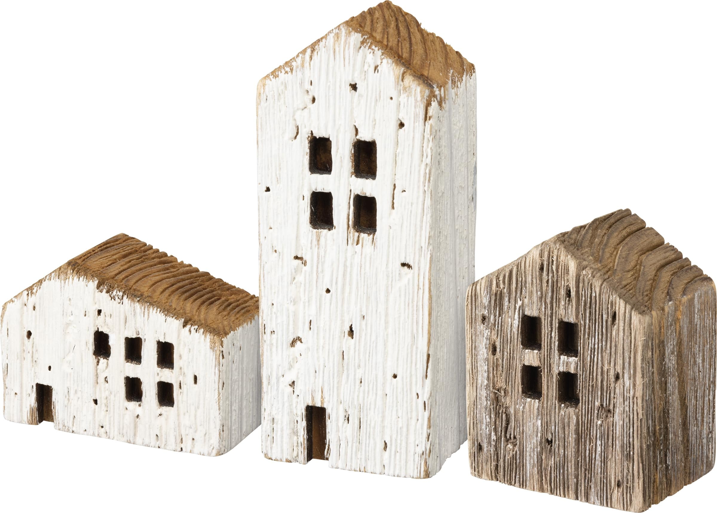 Primitives by Kathy Set of 3 Rustic Wooden House Figurines - Walmart.com