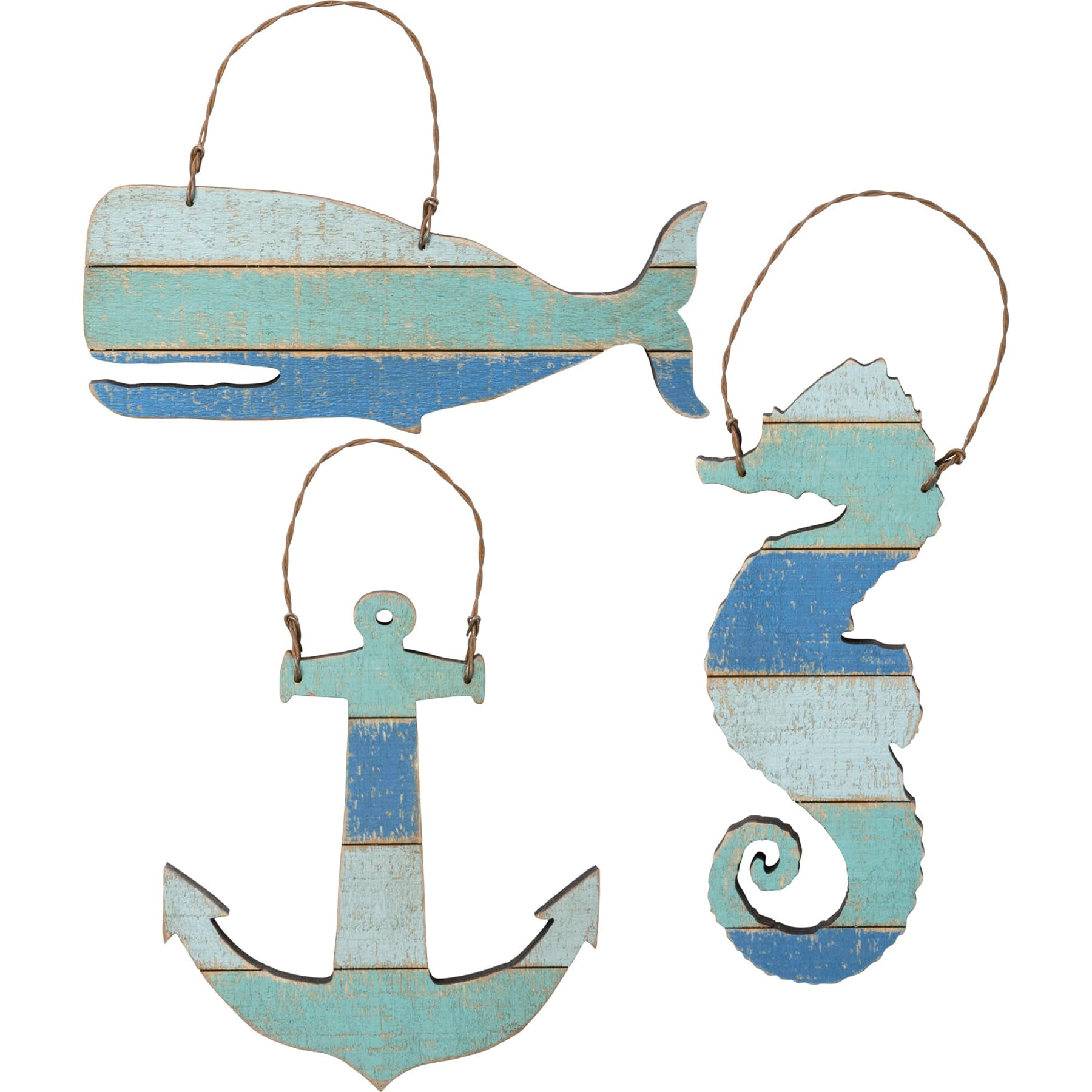 Primitives by Kathy Slat Sea Creatures Hanging Ornament Set of 3 ...