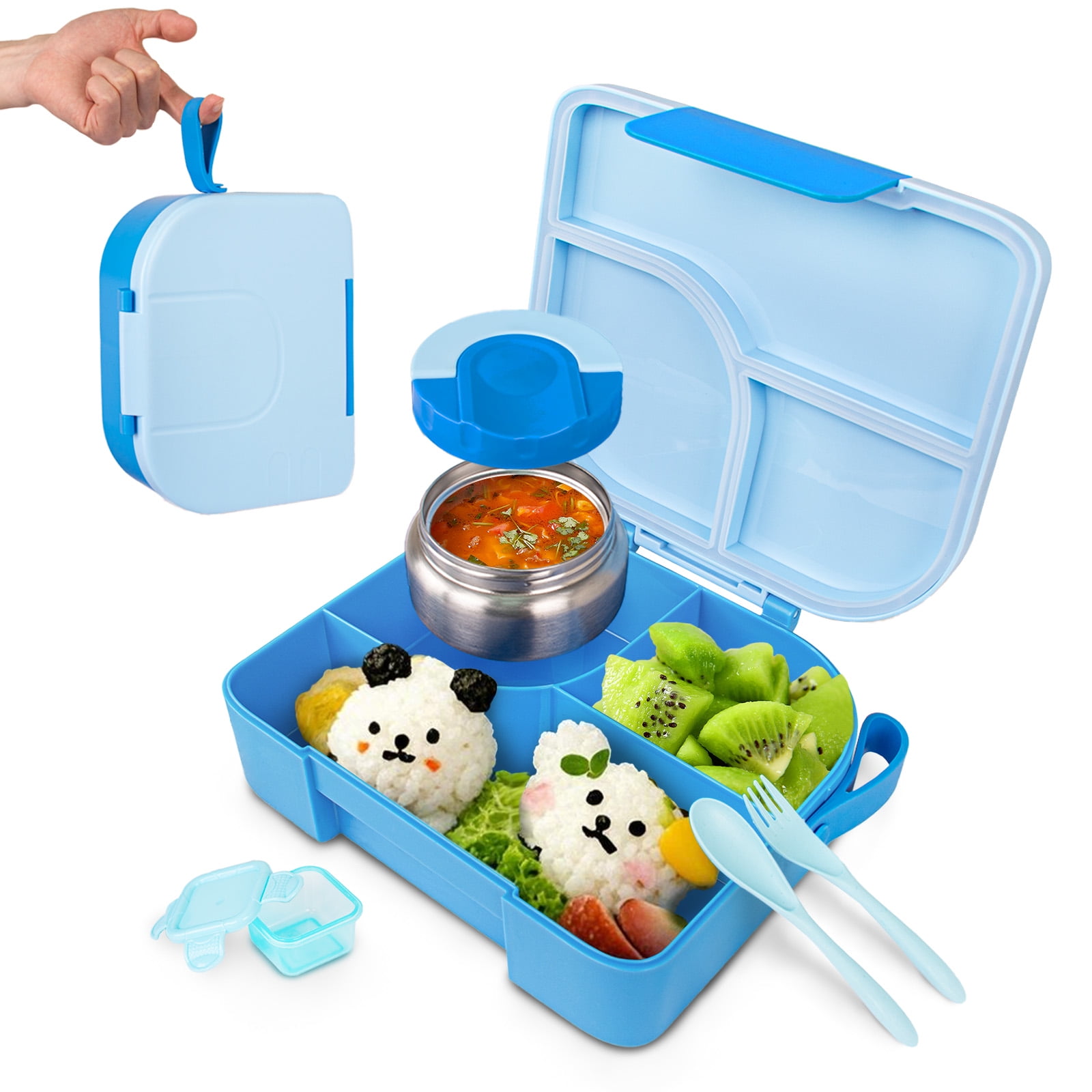 Primlect Bento Box, 3-Compartment Kids Lunch Container Set with Leak ...