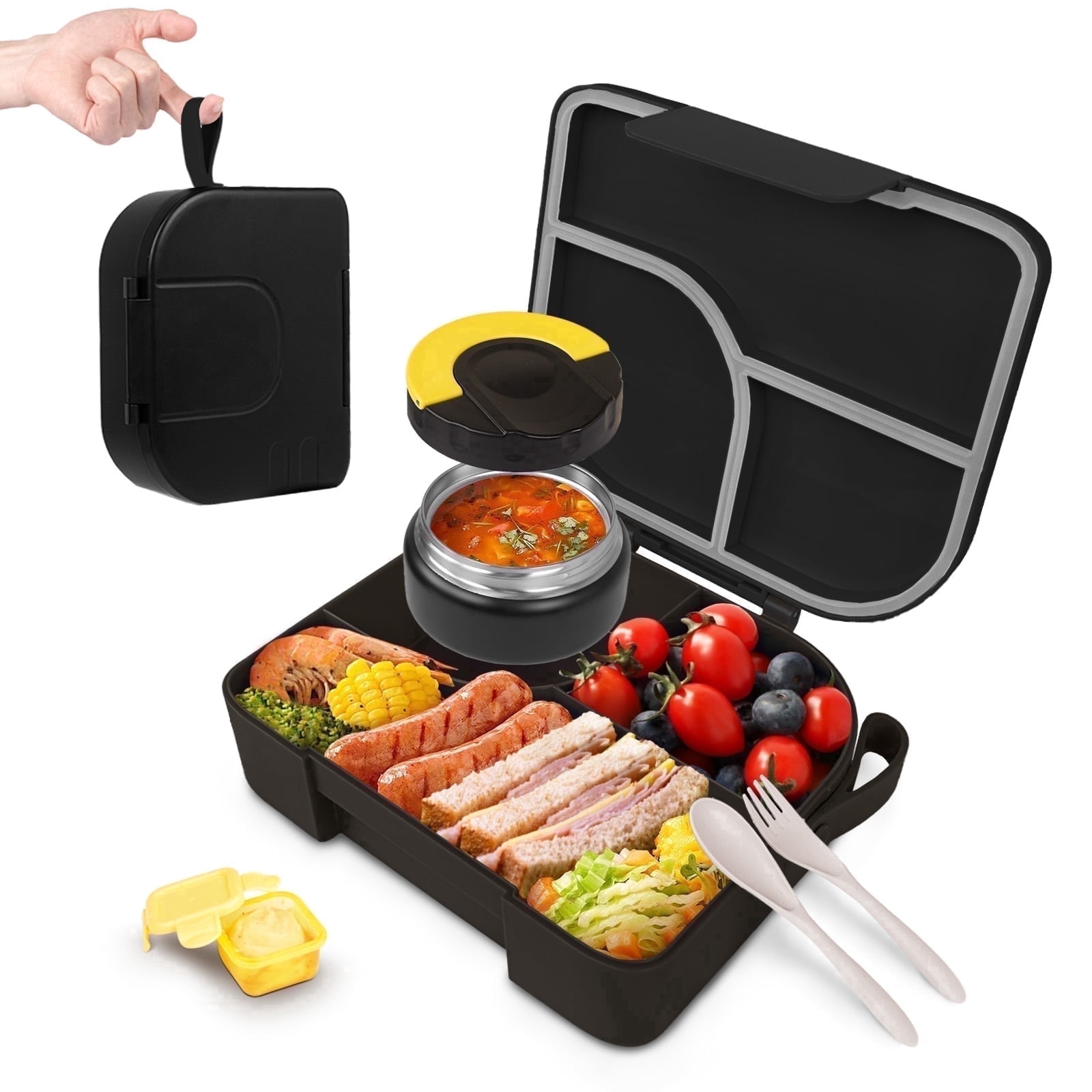 Primlect Bento Box, 3-Compartment Kids Lunch Container Set, with Leak ...
