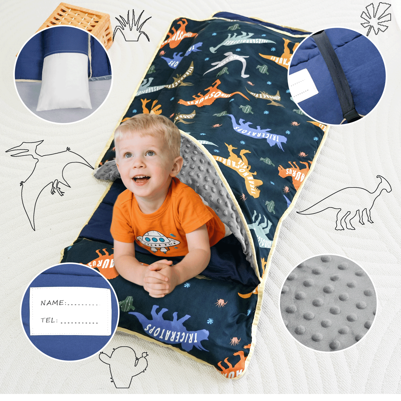 Primlect Nap Mat, 51.5" x 21.6", Extra Large Sleeping Bags with ...