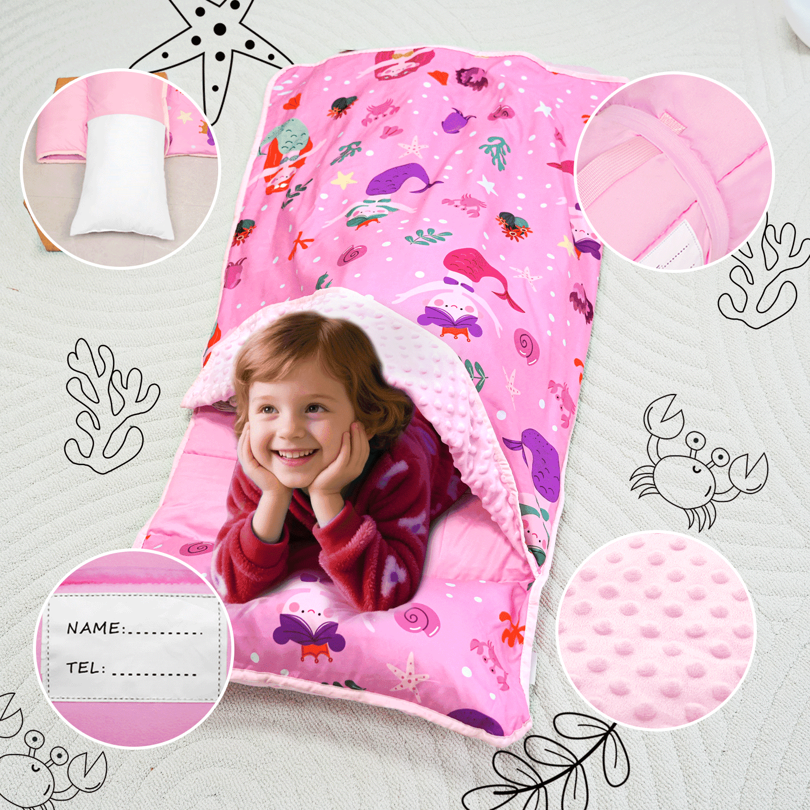 Primlect Nap Mat, 51.5" x 21.6", Extra Large Sleeping Bags with ...