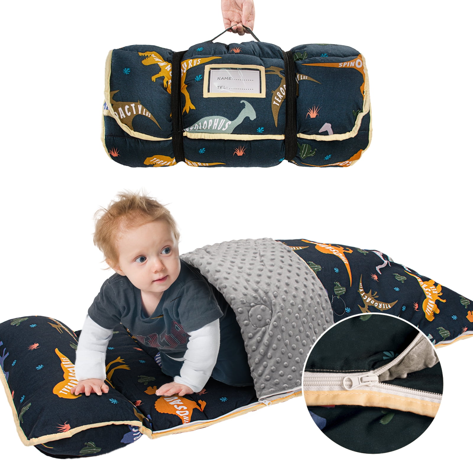 Primlect Nap Mat, 55" x 22" x 3" Kinder Mat with Zipper, Removable ...