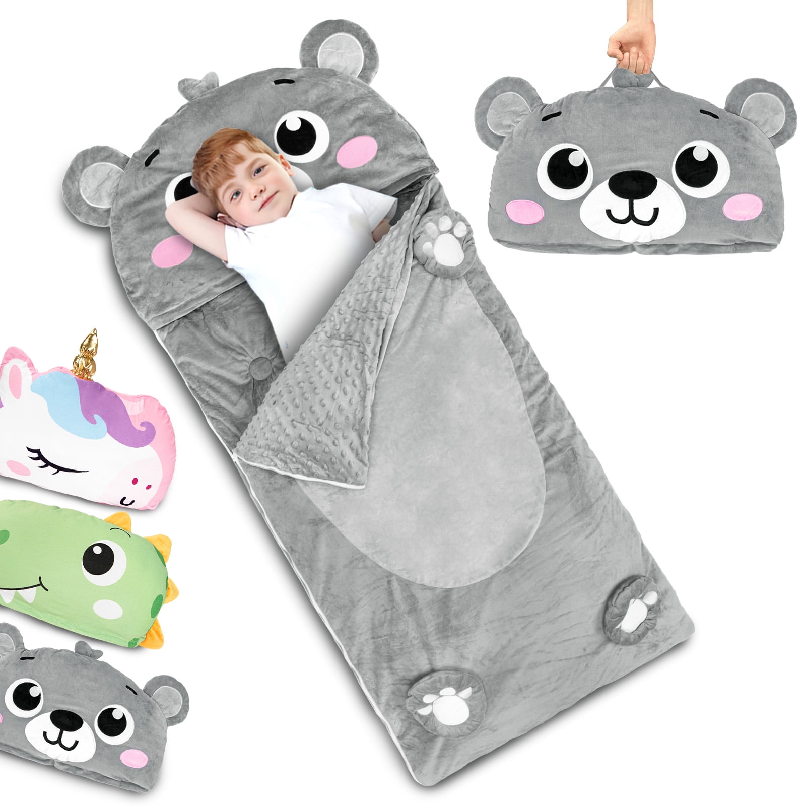 Primlect Sleeping Bag, 61" x 27" Plush Nap Mat with Pillow, Cozy ...