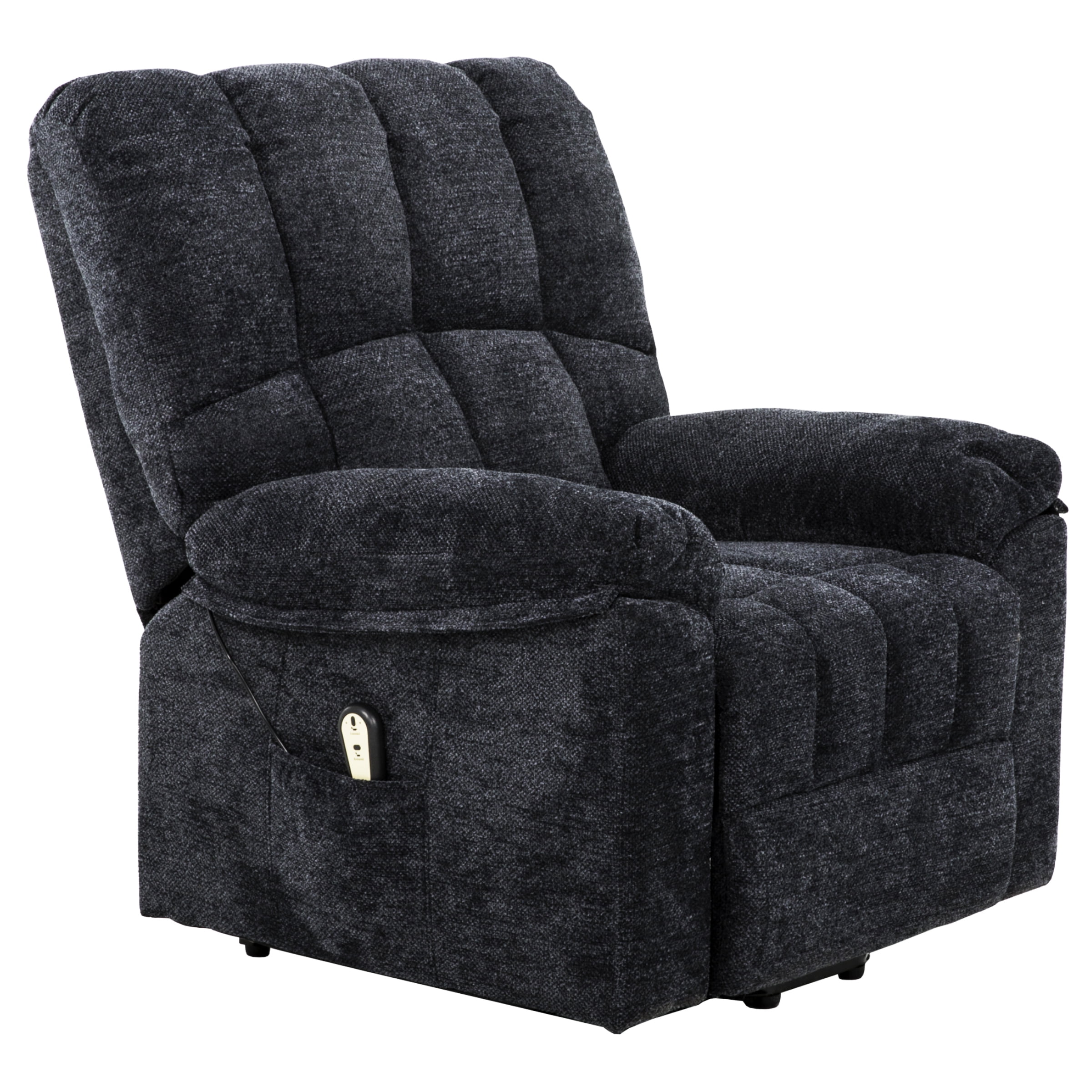 Primo Arnold 36 in. Black Microfiber Power Lift Recliner with Wired ...