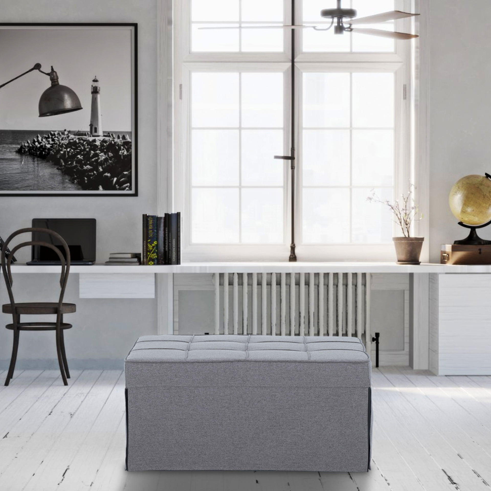 Primo Orion 36 in. Grey Convertible Ottoman Twin Chair Bed with ...