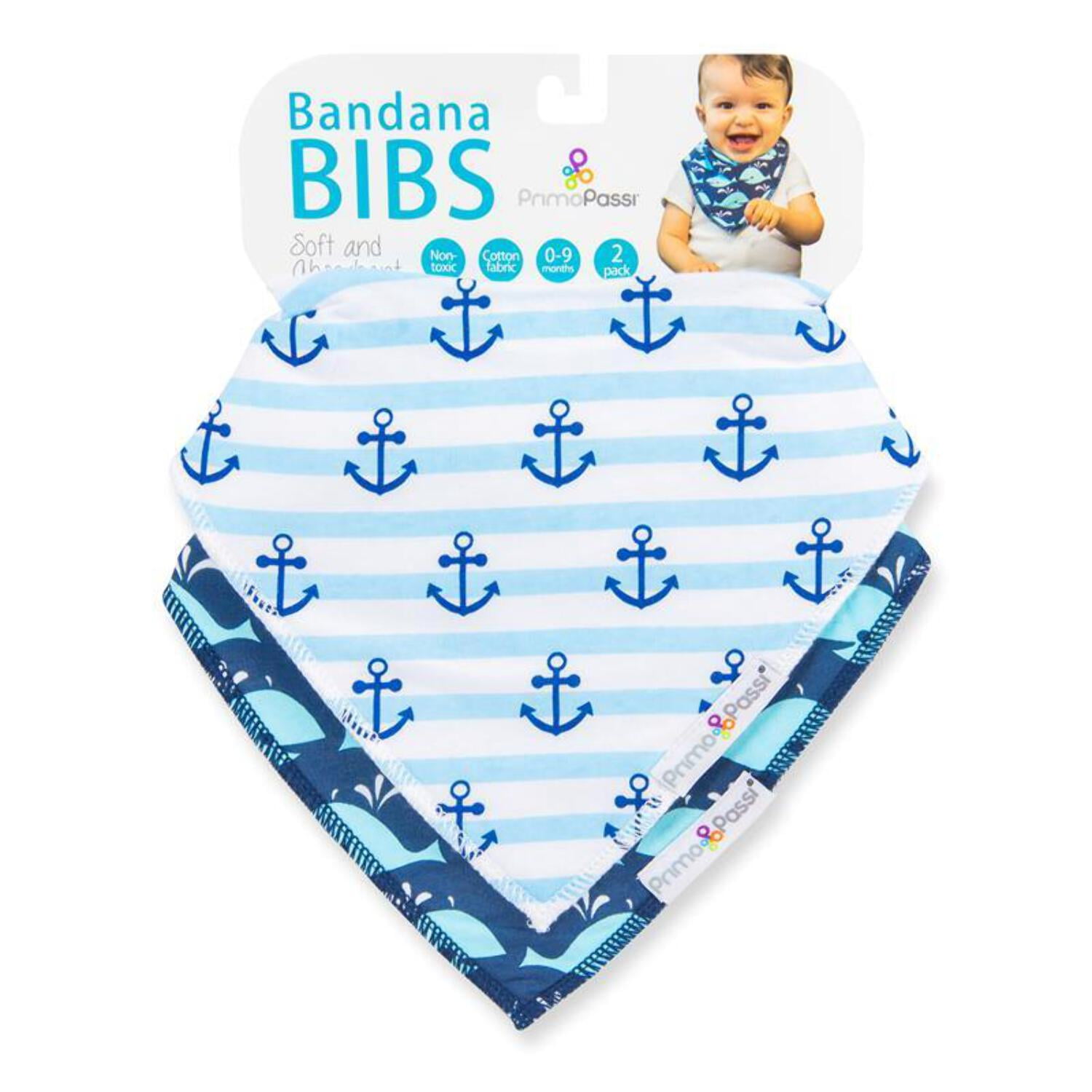Primo Passi - 2Pk Blue Navy Anchor/Whale Bandana Bib - Walmart.com