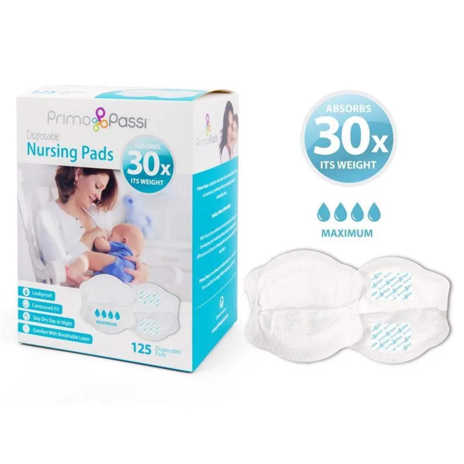 Primo Passi Disposable Thin Nursing Pads, 125 Count, Individually ...