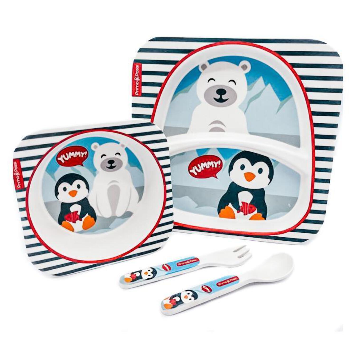 Primo Passi Kids Bamboo Dinnerware Set - Winter Friends - Walmart.com