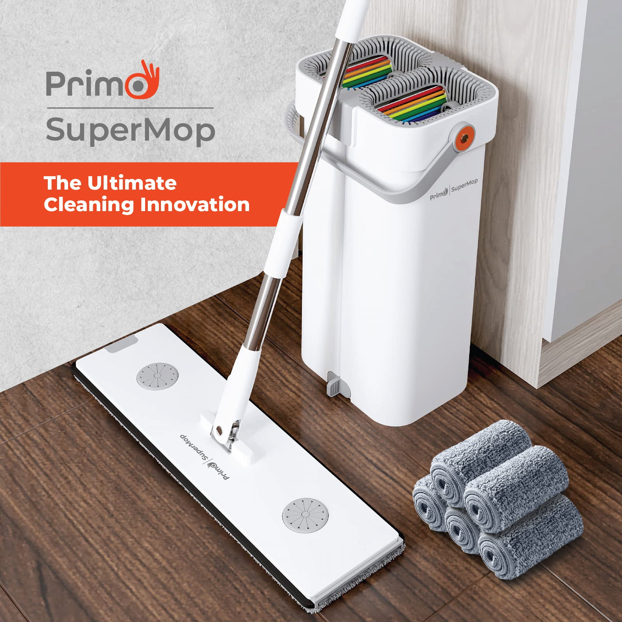 Primo SuperMop - Dual Bucket Flat Mop with 5 Microfiber Pads. - Walmart.com